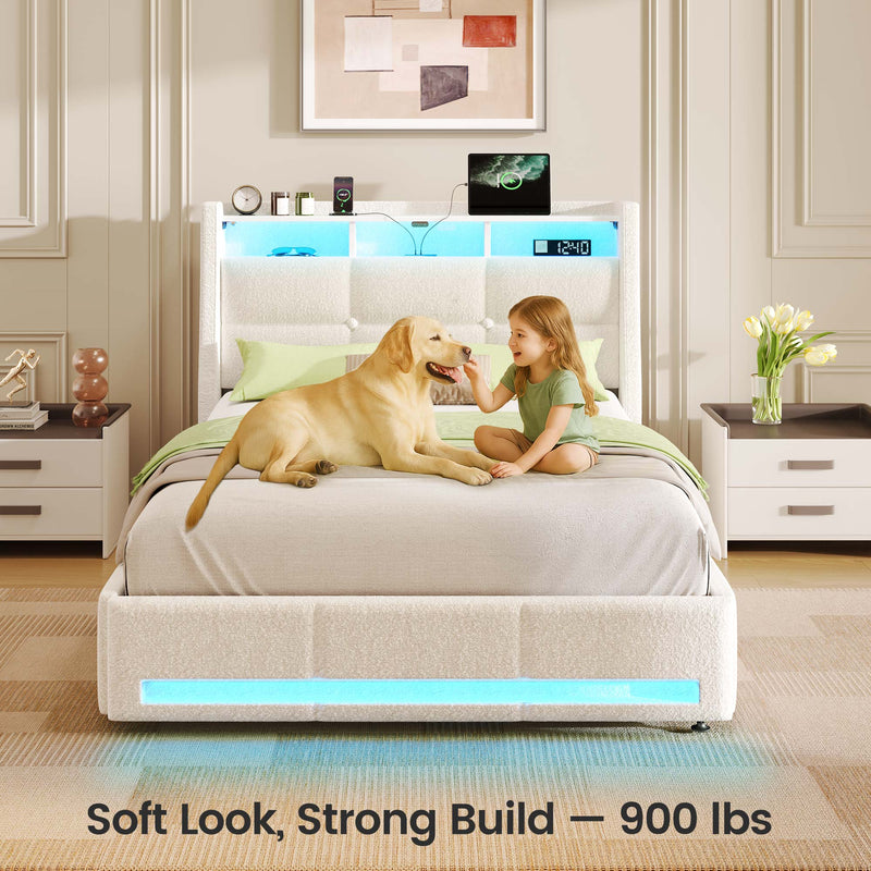 Greenstell Twin LED Storage Bed Frame - Charging Station, App Control,