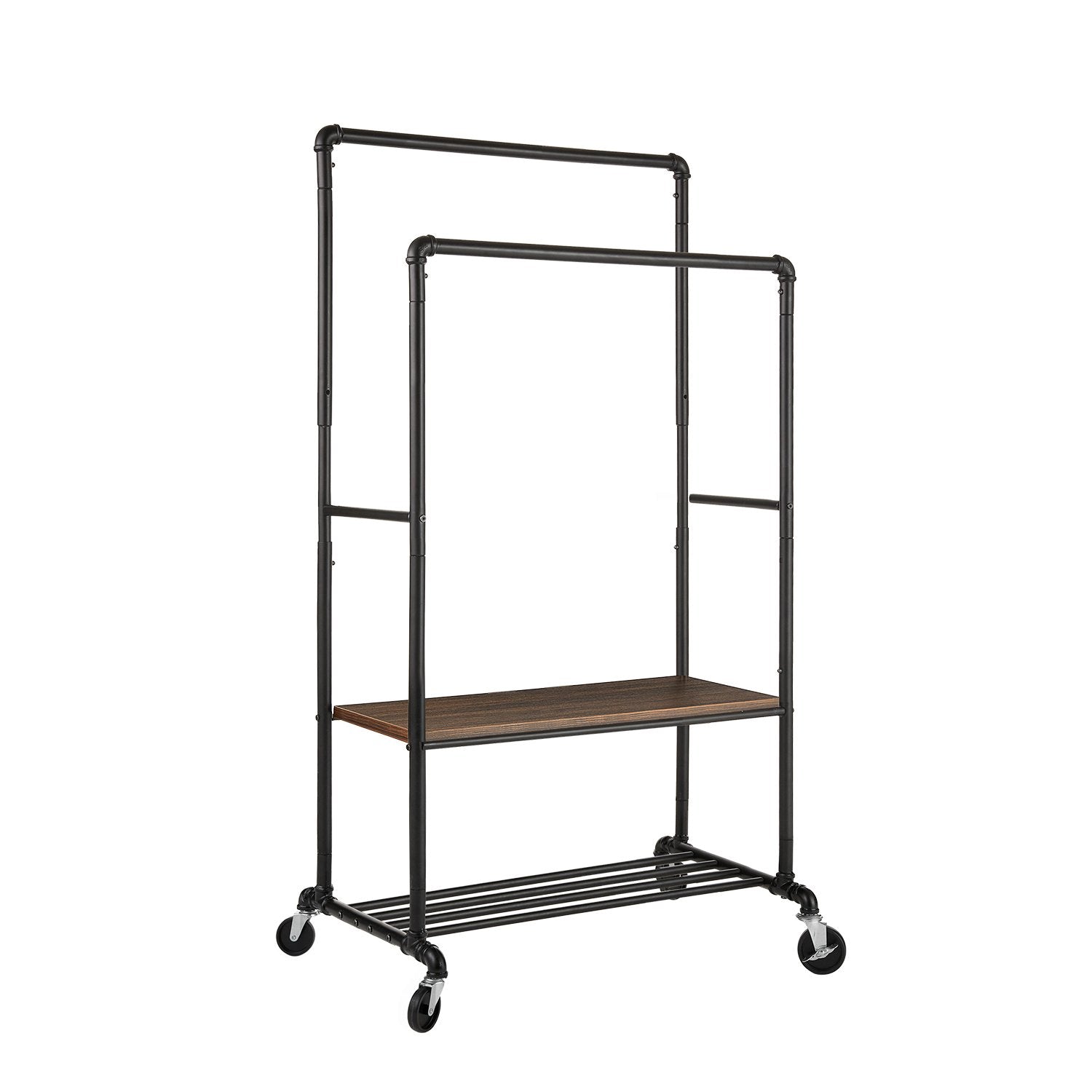 Greenstell Double Rail Adjustable Clothes Rack With Shoe Storage (24*3