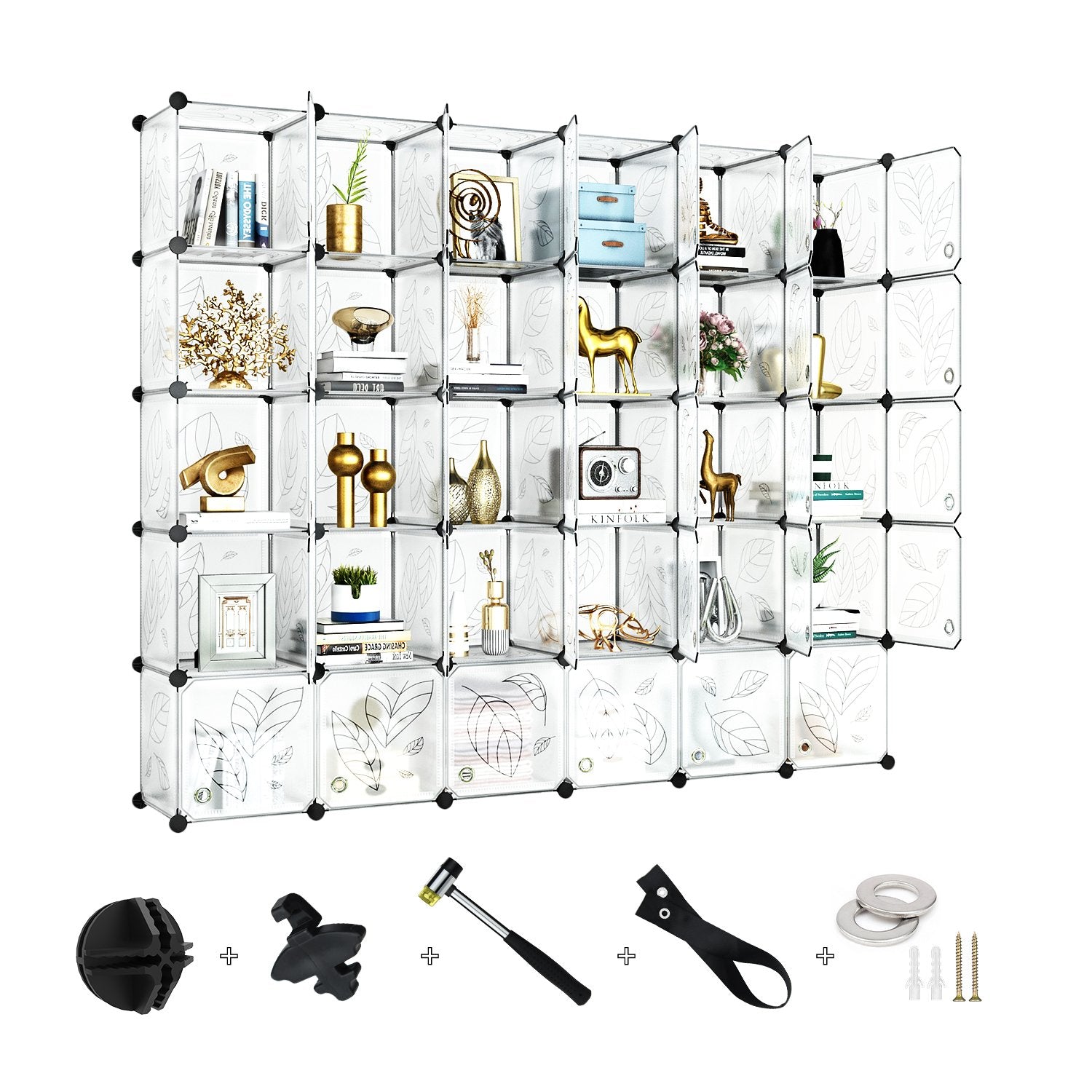 Greenstell Plastic Stackable Cube Storage 30 Portable Closet Cubes Whi