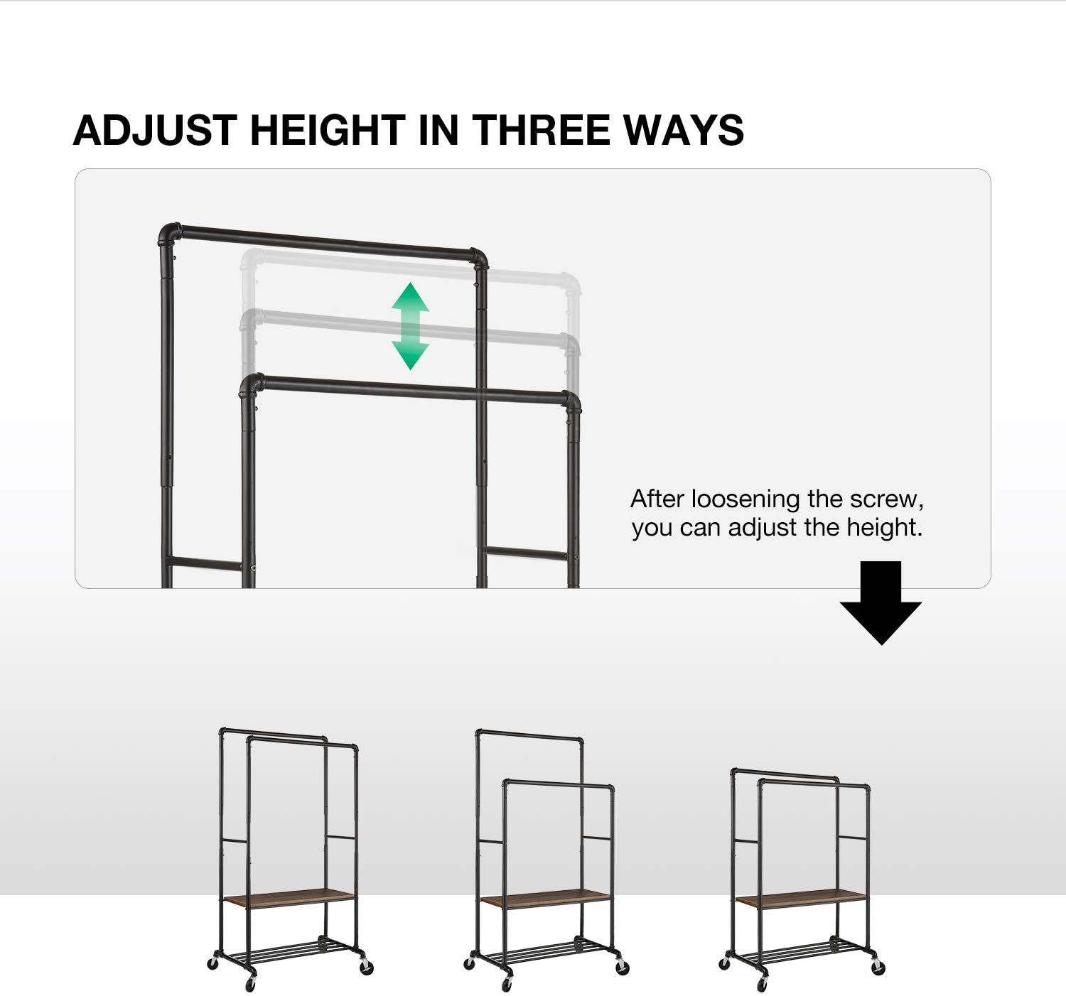 Greenstell Double Rail Adjustable Clothes Rack With Shoe Storage (24*3