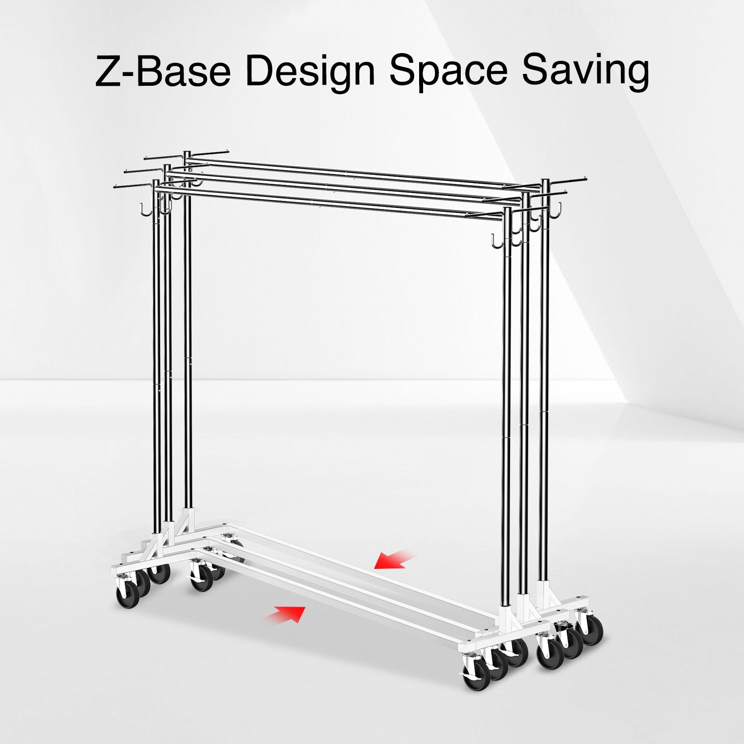 Greenstell Rolling Z Base Clothes Rack with Brake and Hooks Cover with
